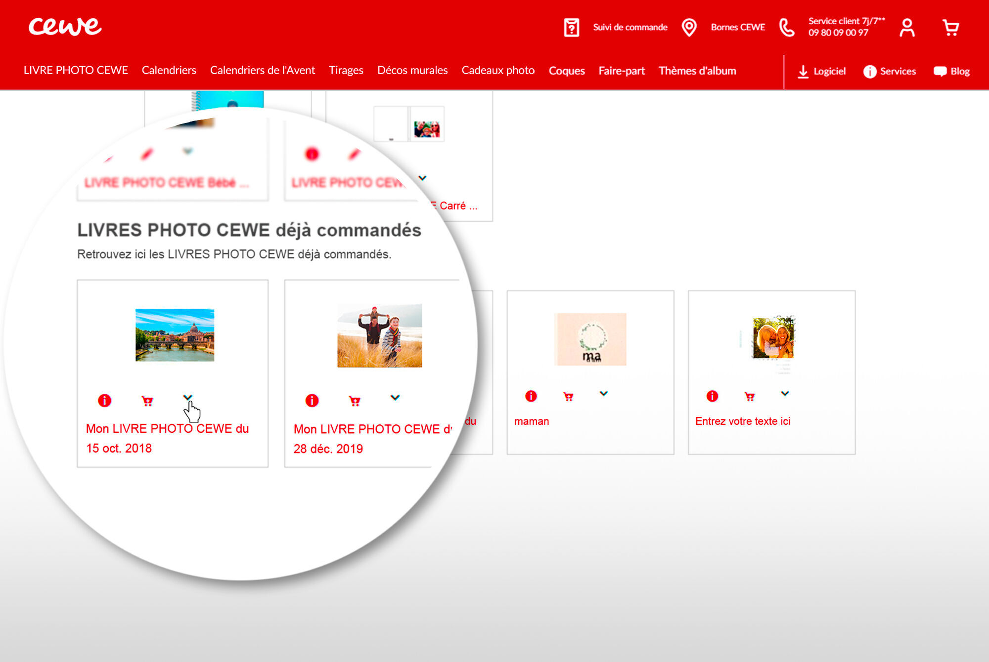 Nouvelle commande de votre Livre Photo CEWE en un instant